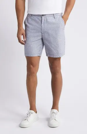 Ag Cipher Slim Fit Stripe Seersucker Chino Shorts Paradise Cove