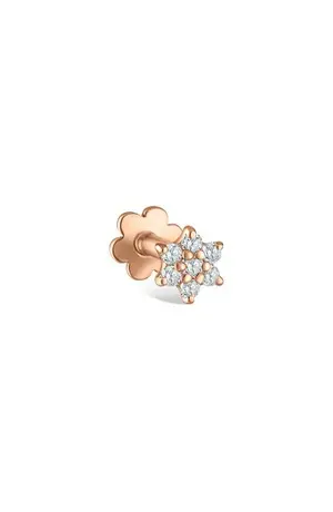 MARIA TASH Single Diamond Flower Stud Earring - Rose Gold
