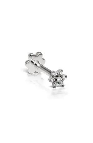 MARIA TASH Single Diamond Flower Stud Earring - White