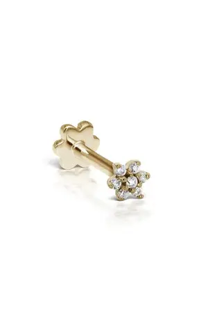 MARIA TASH Single Diamond Flower Stud Earring - Yellow