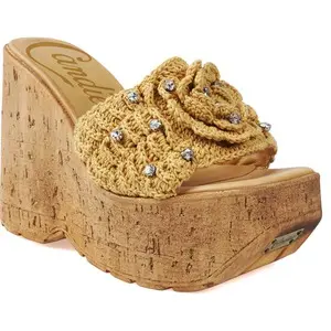 CANDIE'S Platform Wedge Sandals - Natural