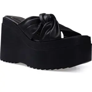 CANDIE'S Kornelia Platform Wedge Slide Sandal - Blklt