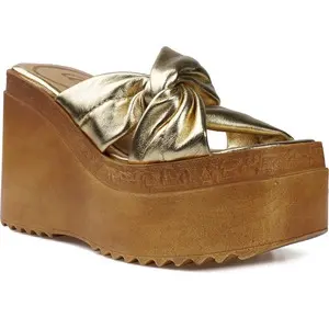 CANDIE'S Kornelia Platform Wedge Slide Sandal - Gldlt