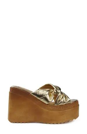 CANDIE'S Kornelia Platform Wedge Slide Sandal - Gldlt