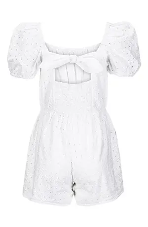 HOPE & HENRY Organic Puff Sleeve Eyelet Romper