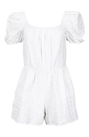 HOPE & HENRY Organic Puff Sleeve Eyelet Romper