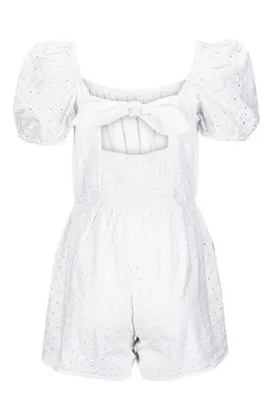 HOPE & HENRY Organic Puff Sleeve Eyelet Romper