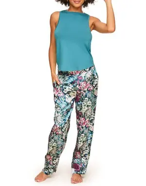 ADORE ME Alania Tank & Pants Pajama Set Floral Green