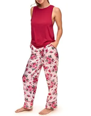 ADORE ME Alania Tank & Pants Pajama Set Floral Pink