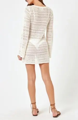 L*Space Sofia Open Stitch Long Sleeve Cover-up Sweater Dress