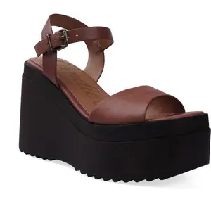 CANDIE'S Platform Wedge Sandals - Cognac