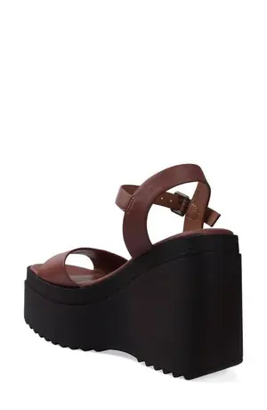 CANDIE'S Platform Wedge Sandals - Cognac