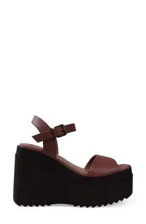 CANDIE'S Platform Wedge Sandals - Cognac