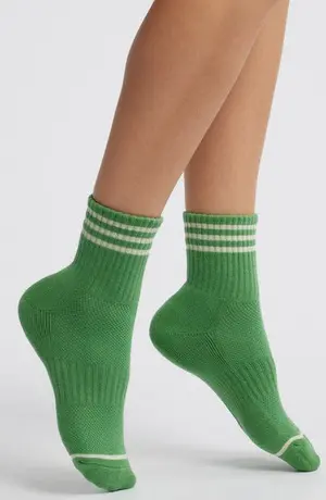 LE BON SHOPPE Girlfriend Stripe Quarter Socks - Avocado