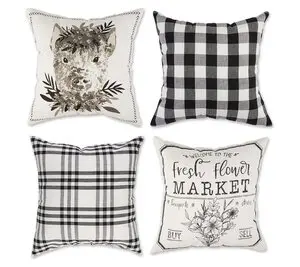 DESIGN IMPORTS S/4 Pig & Flower Market Farmhous E Pillow Covers - One-color