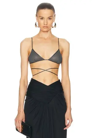 Saint Laurent Triangle Bralette In Grey