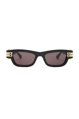 Bottega Veneta Rectangular Sunglasses - Black & Grey
