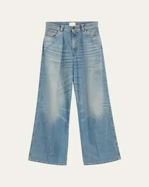 HAIKURE HAIKURE Candy Pleated Wide-Leg Jeans - Blue