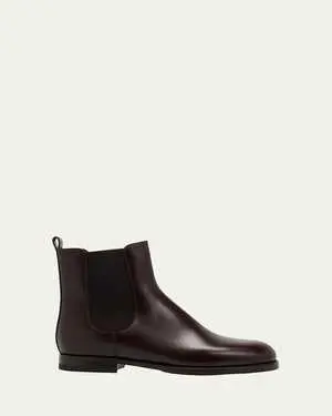 Manolo Blahnik Calfskin Leather Chelsea Booties