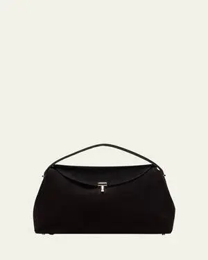 TOTEME T-lock Suede Top-handle Bag - Espresso