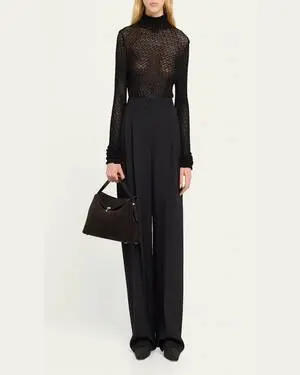 TOTEME T-lock Suede Top-handle Bag - Espresso