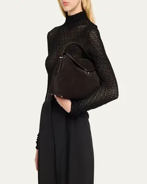 TOTEME T-lock Suede Top-handle Bag - Espresso