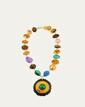 GRAZIA AND MARICA VOZZA Stone Necklace With Ebony And Amber Charm - Multi