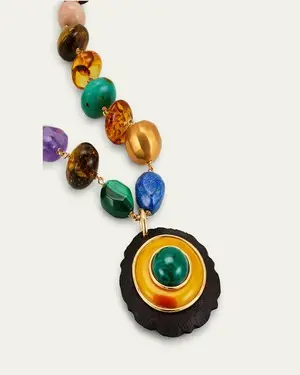 GRAZIA AND MARICA VOZZA Stone Necklace With Ebony And Amber Charm
