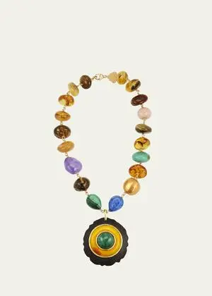 GRAZIA AND MARICA VOZZA Stone Necklace With Ebony And Amber Charm