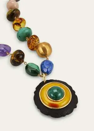 GRAZIA AND MARICA VOZZA Stone Necklace With Ebony And Amber Charm