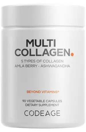 CODEAGE Multi Collagen Protein + Ashwagandha & Amla Berry Supplement - White