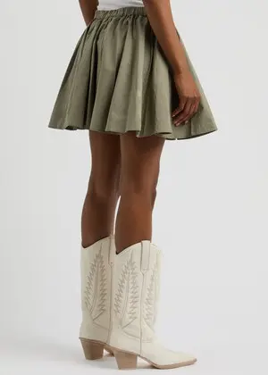 Free People Gaia Pleated Mini Skirt - Khaki