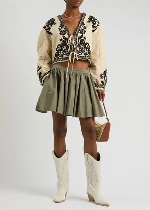 Free People Gaia Pleated Mini Skirt - Khaki