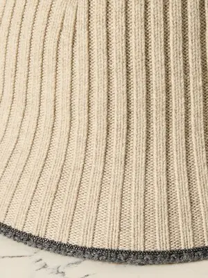 Brunello Cucinelli Embellished Ribbed-knit Bucket Hat