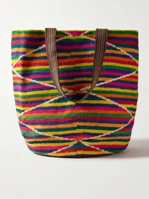 SENSI STUDIO Andean Shigra Striped Sisal Straw Tote - Pink