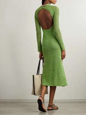 Escvdo Open-back Crocheted Cotton Midi Dress