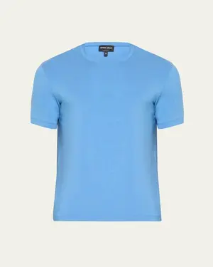 Giorgio Armani Textured Stretch T-shirt - Solid Medium Blue