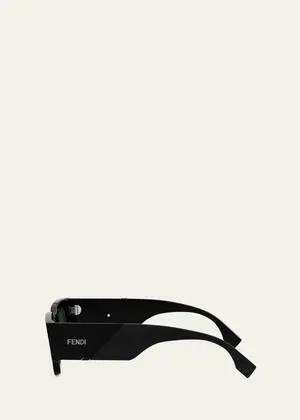 Fendi Rectangle Acetate Sunglasses - Shiny Black Smoke