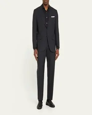Kiton Grid Check Wool Suit