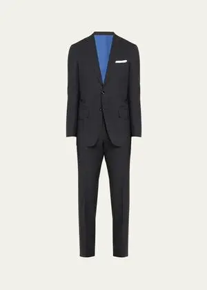 Kiton Grid Check Wool Suit