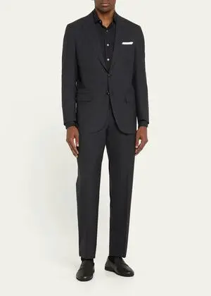 Kiton Grid Check Wool Suit