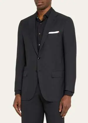 Kiton Grid Check Wool Suit