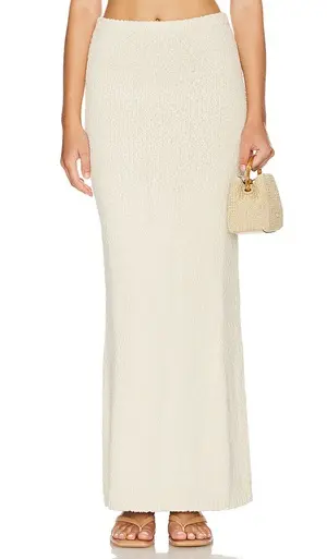 Ivory Lace Trim Maxi Skirts