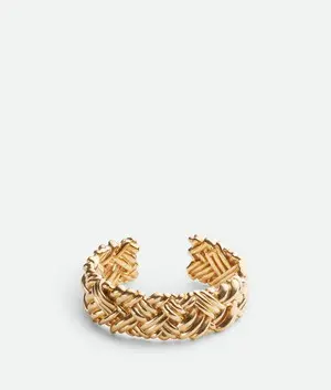 Bottega Veneta Intreccio Large Cuff Bracelet - Yellow Gold