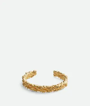 Bottega Veneta Intreccio Thin Cuff Bracelet - Yellow Gold