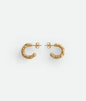 BOTTEGA  VENETA Bottega Veneta Intreccio Large Hoop Earrings - Yellow Gold