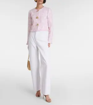 Oscar De La Renta Fringed Cropped Tweed Jacket