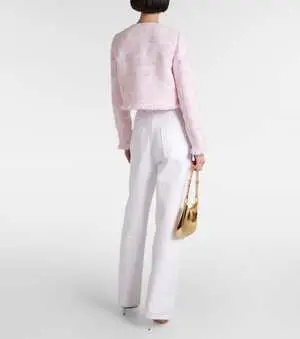 Oscar De La Renta Fringed Cropped Tweed Jacket