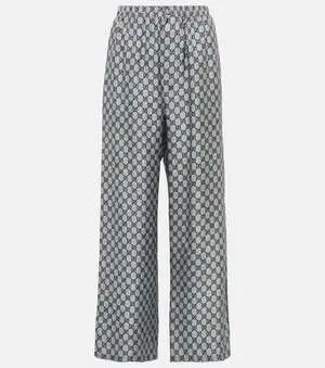 Gucci Gg Silk Twill Wide-leg Pants