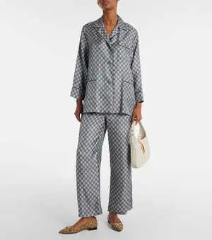 Gucci Gg Silk Twill Shirt - Blue
